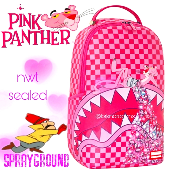 Sprayground | Bags | Last Nwt Waterproof Pink Panther Backpack Back To ...